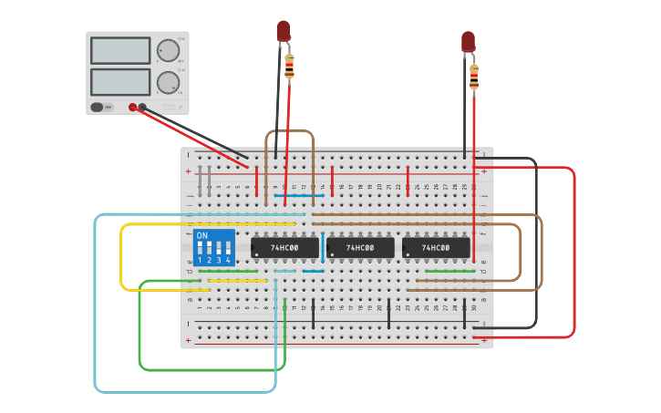 Circuit design HALF SUBTRACTOR USING NAND GATES - Tinkercad