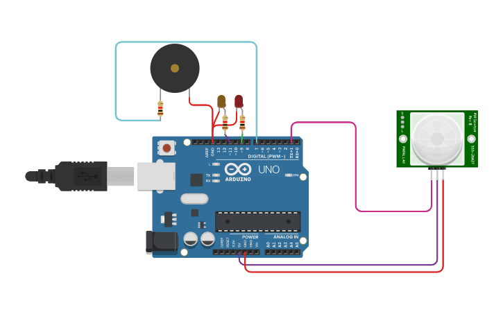 Circuit design Motion sensor | Tinkercad