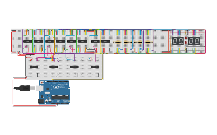 Circuit design DESAFIO 51 ( RELOGIO DIGITAL) - Tinkercad