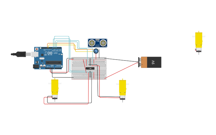 Circuit design Project 1 :- Obstacle Avoidance Robot | Tinkercad