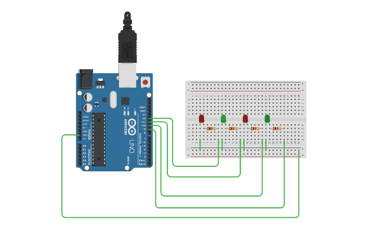 Circuit design Breadboard 4 Loop - Tinkercad
