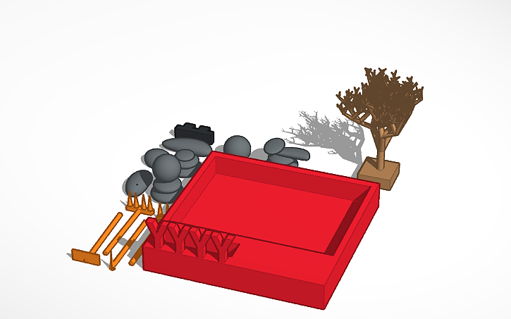 3D design Zen Garden WIP - Tinkercad