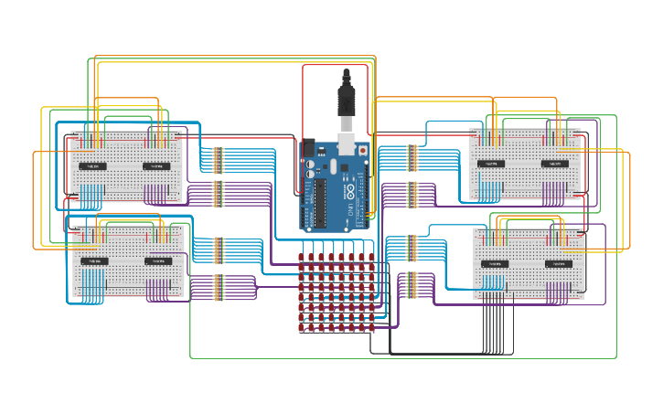 Circuit design Led Display Using 74HC595 - Tinkercad