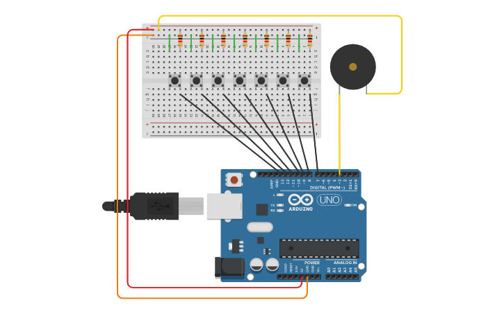 Circuit design Teclado musical - Tinkercad