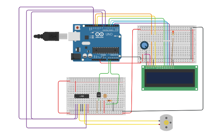 Circuit design IoT mini project- GREENHOUSE MONITORING SYSTEM - Tinkercad