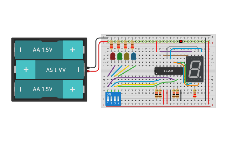 Circuit design BCD to 7 Segment Display - Tinkercad