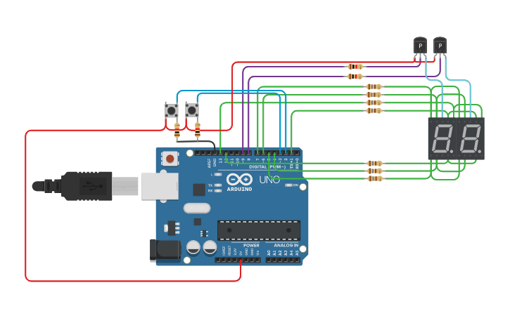 Circuit design Interrupts - Tinkercad