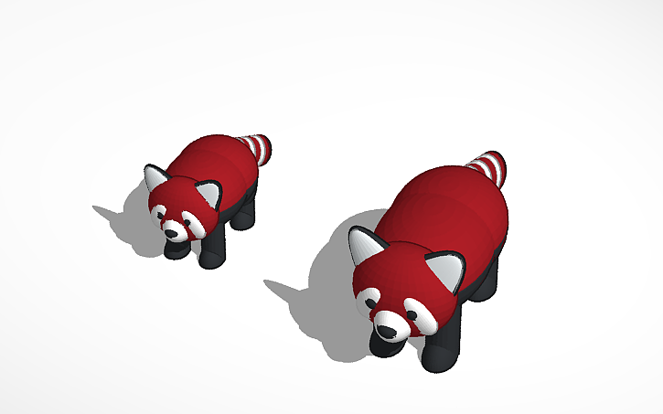 3D design mom and cub kawaii Red panda | Tinkercad