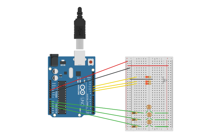 Circuit design sensor de luminosidad - Tinkercad