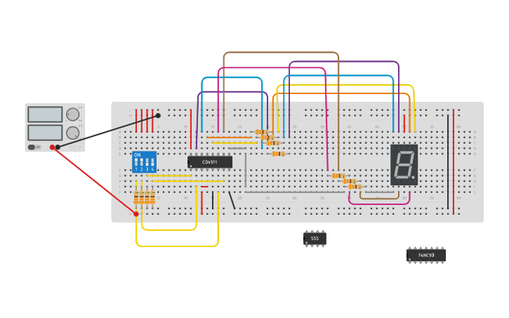 Circuit design 7 segmentos - Tinkercad