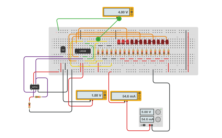 Circuit design comparador multiple con LM339 | Tinkercad