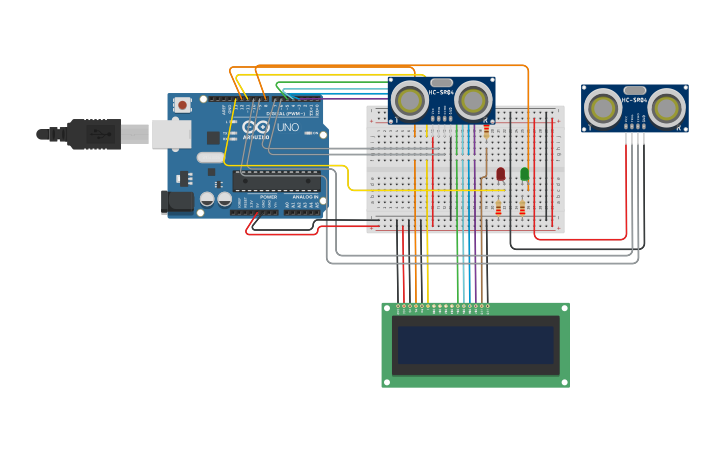 Circuit design Smart Parking - Tinkercad
