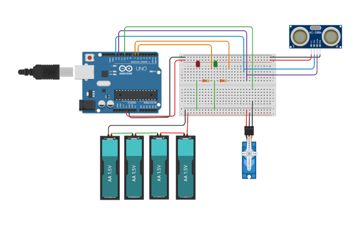 Circuit design Copy of ультразвуковой радар - Tinkercad