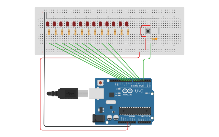 Circuit design 12 con led | Tinkercad
