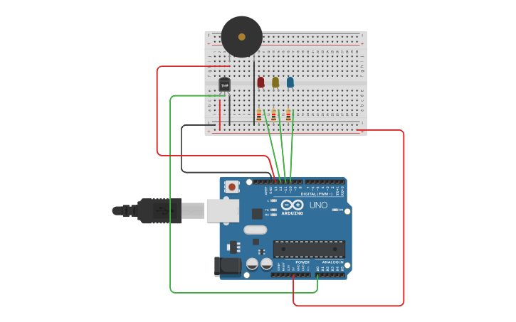 Circuit design temp sensor | Tinkercad