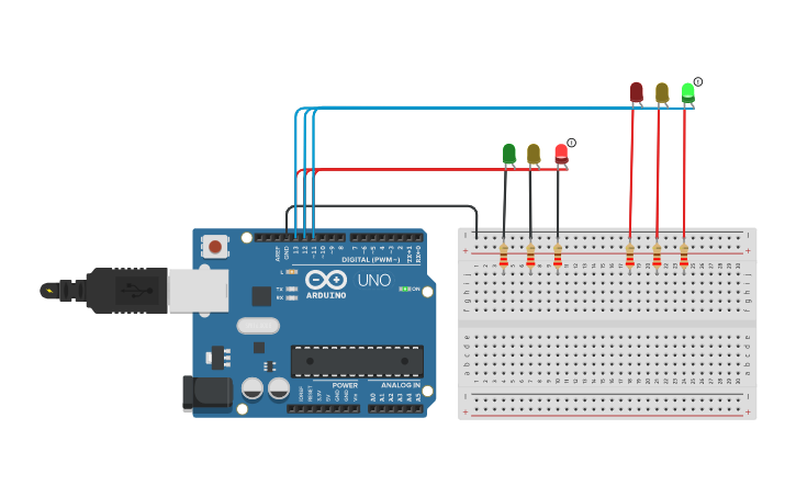 Circuit design Semaforos sincronizados (Codigo) (05/09) (2-2) | Tinkercad