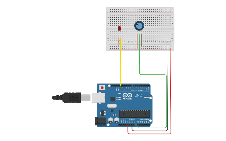 Circuit Design Monitoring Potentiometer Values Using Arduinos Analog