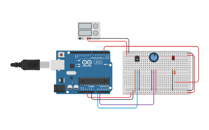 Circuit design PROYECTO FINAL SENSOR DE TEMPERATURA CON ARDUINO - Tinkercad