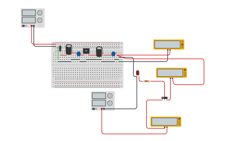 Circuit design Convert 12v to 5v - Tinkercad