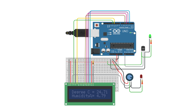 Circuit Design Interfacing Humidity Sensor In Arduino Tinkercad