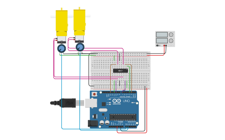 Circuit design Integrated h-bridge | Tinkercad