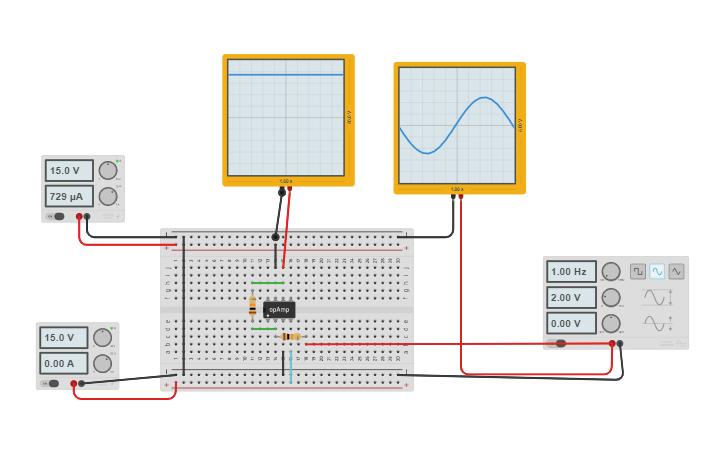 Circuit design INTEGRADOR CON AMPLIFICADOR OPERACIONAL - Tinkercad