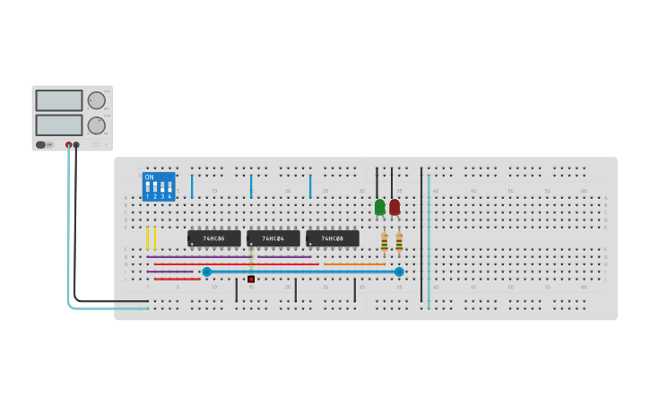 Circuit design HALF SUBTRACTOR - Tinkercad