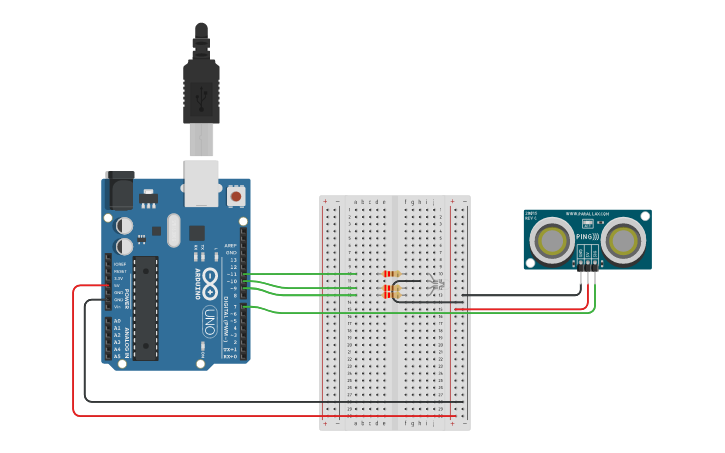 Circuit design Ultrasonic Sensor | Tinkercad