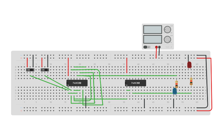 Circuit design Half Adder Using Nand Gates - Tinkercad