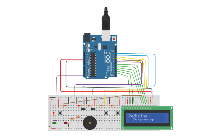 Circuit design medicine dispenser project - Tinkercad