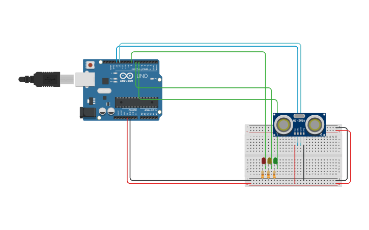 Circuit design sensor 3led - Tinkercad Circuit design sensor 3led - Tinkercad
