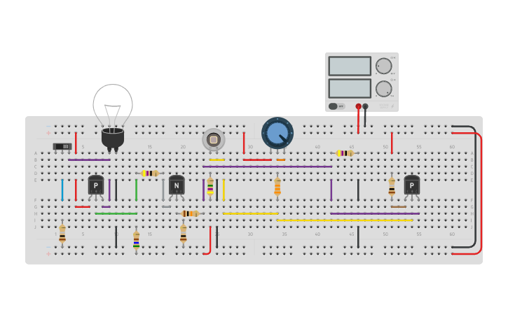 Circuit design photodiode 5 Amp. | Tinkercad