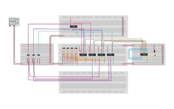 Circuit design MUX 4x1 - Tinkercad