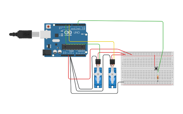 Circuit Design Pulsador Con Servomotores Tinkercad