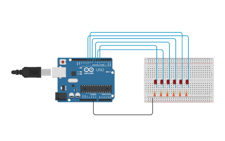Circuit design Scrolling LED - Tinkercad