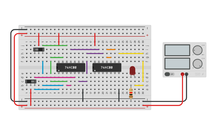 Circuit design XNOR GATE USING NAND GATE - Tinkercad