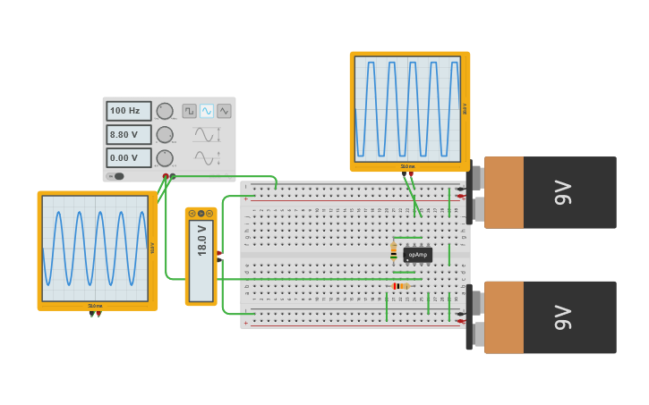 Circuit design Non Inverting Op-Amp with Signal Generator - Tinkercad