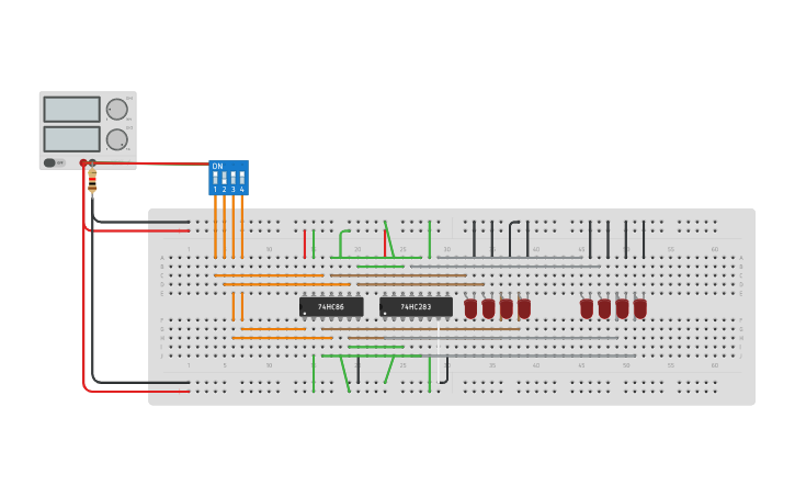 Circuit design 1's and 2's complement - Tinkercad