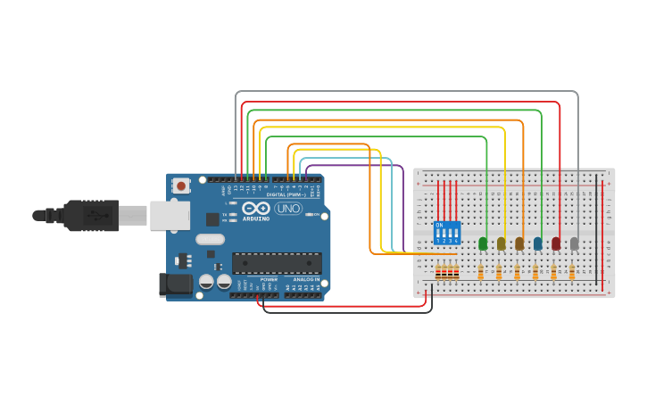 Circuit design Dip switch - 4 estados - Tinkercad