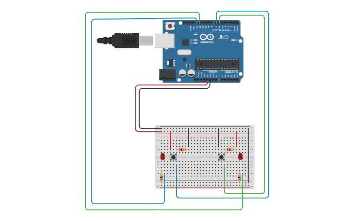 Circuit design Arduino Pull up and Pull down resistors - Tinkercad Circuit design Arduino Pull up and Pull down resistors - Tinkercad