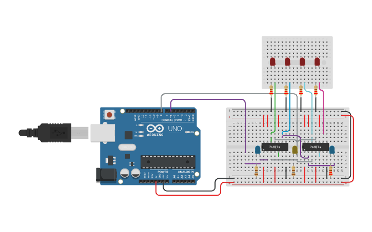 Circuit design Copy of Arduino 7474 duplo | Tinkercad