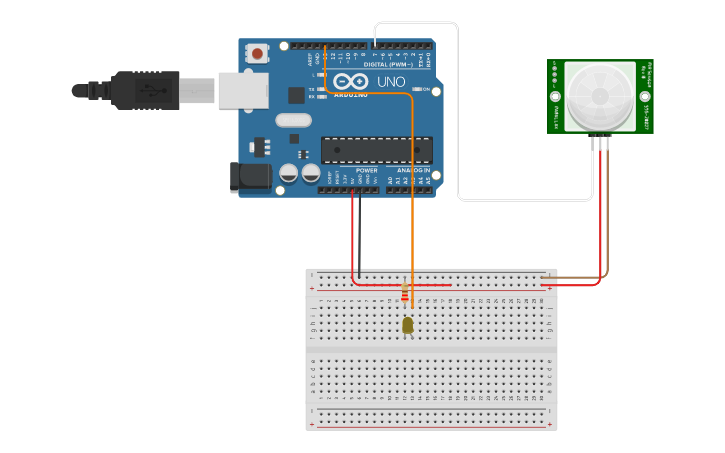 Circuit Design Sensor De Movimiento Con Led Tinkercad