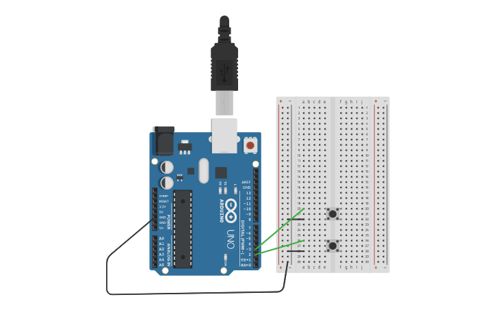 Circuit design Counting to 10 via Polling | Tinkercad