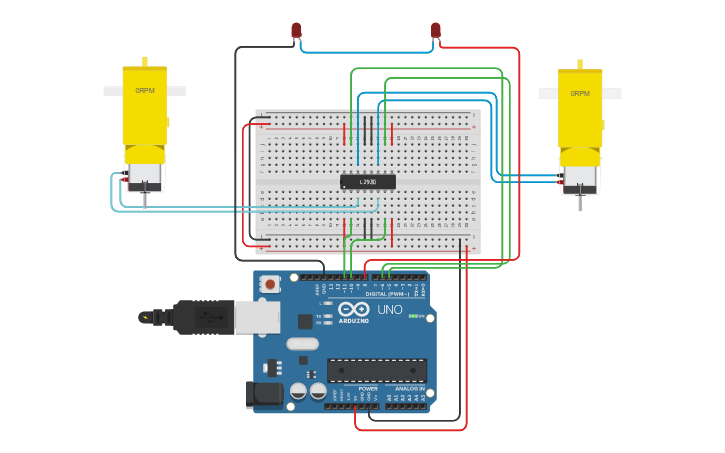 Circuit design Control de motores con el puerto serial | Tinkercad Circuit design Control de motores con el puerto serial | Tinkercad
