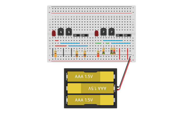Circuit design NOR GATE NPN & PNP BJT - Tinkercad