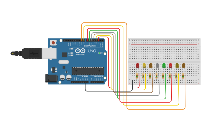 Circuit design Christmas Lights Version 2 - Tinkercad