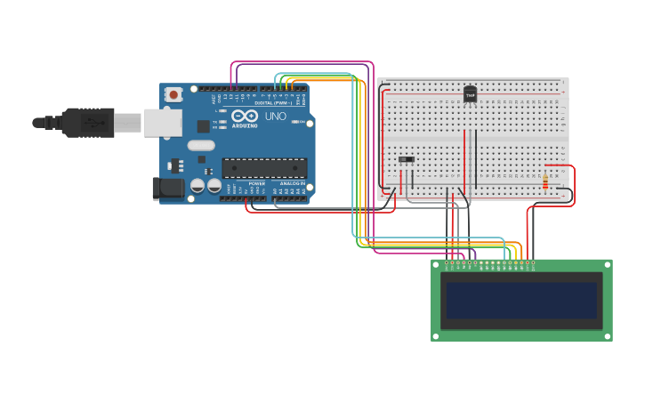 Circuit design Temperature Sensor with LCD | Tinkercad
