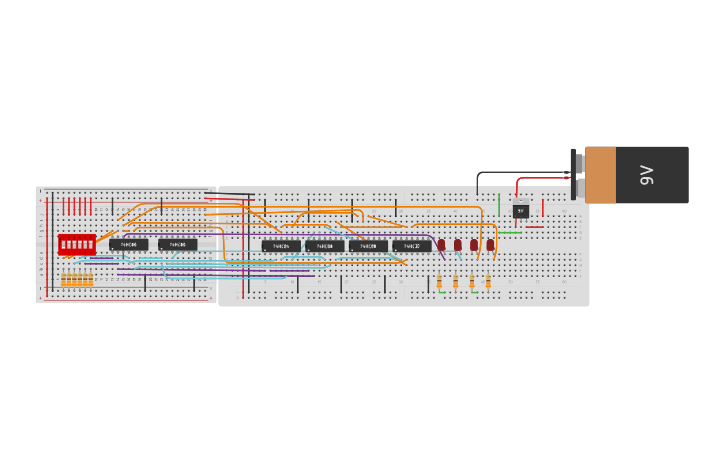 Circuit design Practica #5 Restador Completo y Restador de 3 bits. Part 2 - Tinkercad