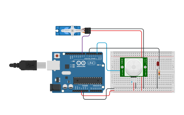 Circuit Design Motion Detection Tinkercad
