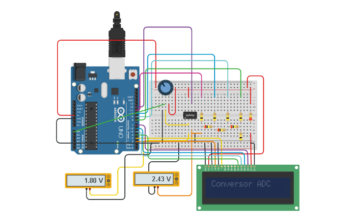 Circuit design [DEFINITIVO] - ADC com Arduino - Tinkercad